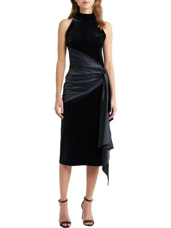 Chiara Boni La Petite Robe Gudairi Velvet Cocktail Dress - Black