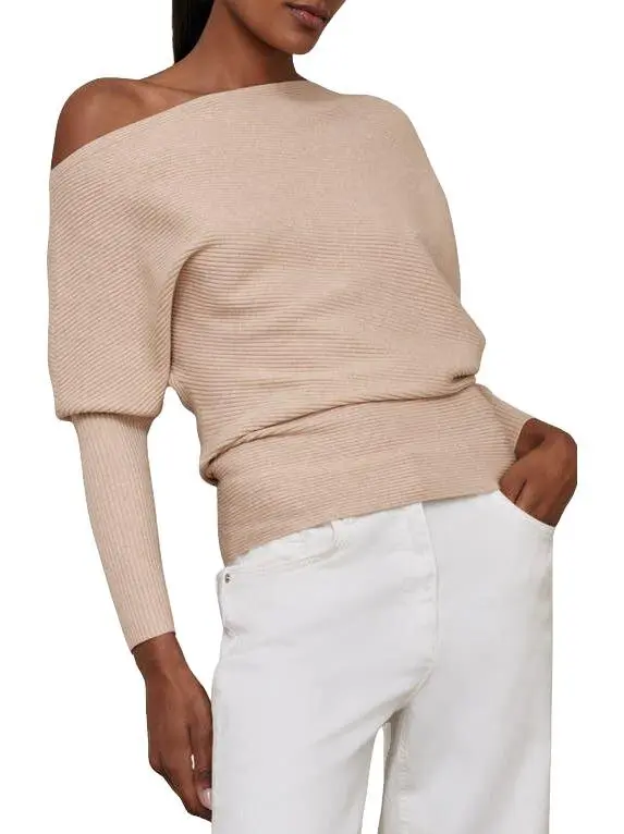 REISS One-shoulder Wool-blend Sweater - Oatmeal Neutral