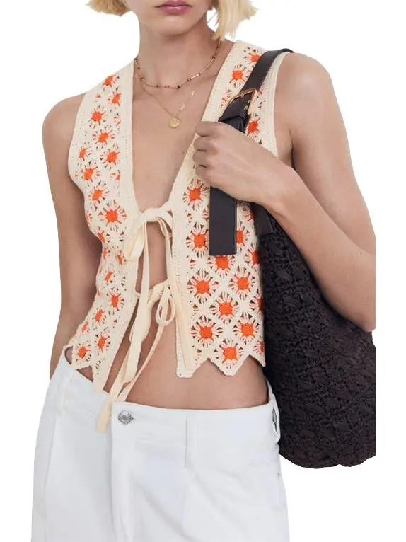Mango Cameron Crochet Top - Orange