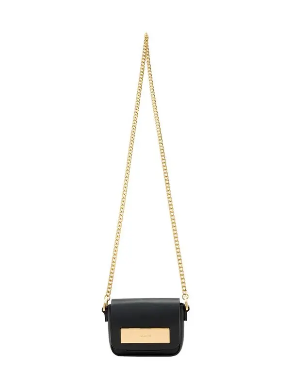 ALLSAINTS Etta Leather Crossbody Bag With Chain Strap - Black