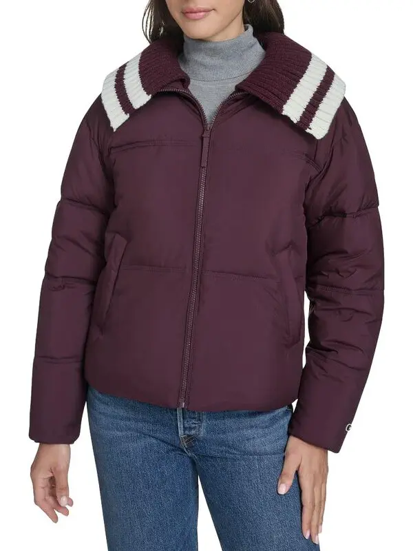 Champion Shawl Collar Puffer Jacket - Burgundy