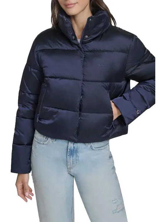 Champion Water Resistant Crop Puffer Jacket - Navy