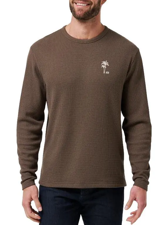 Travis Mathew Souvenir Stand Long Sleeve Waffle Knit T-shirt - Chocolate Brown