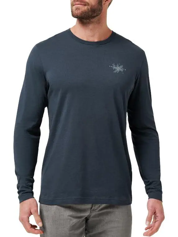 Travis Mathew Favorite Place Long Sleeve Cotton Graphic Pocket T-shirt - Total Eclipse