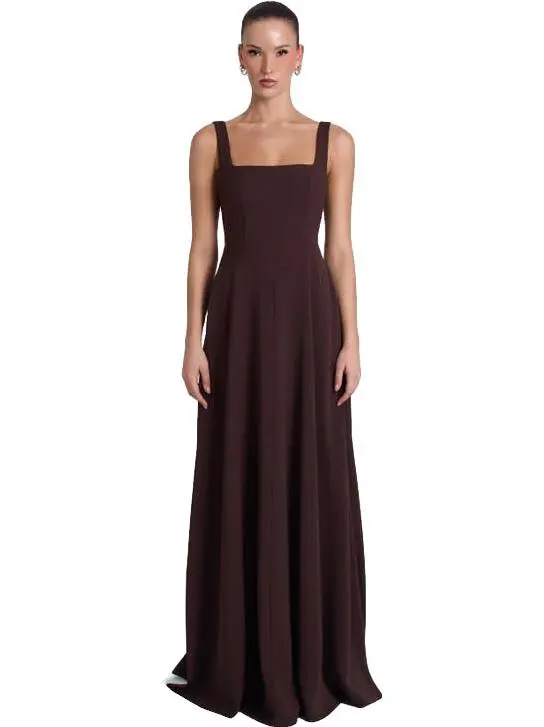 LEAU Siren Square Neck Corset Maxi Dress - Brown