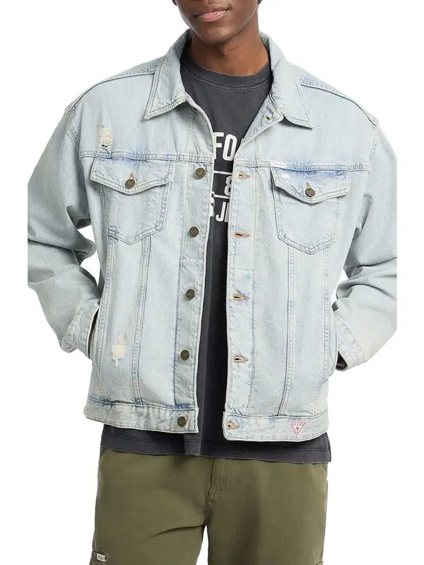 GUESS JEANS Oversized Denim Trucker Jacket - Blue