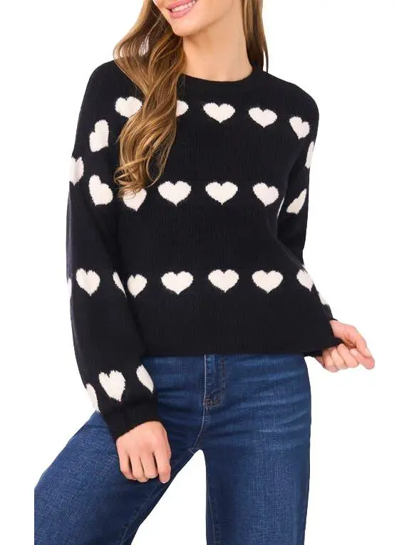 CECE DUPRAZ Heart Jacquard Crewneck Sweater - Rich Black