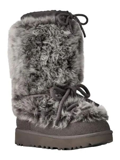 UGG Classic Tall Lace-up Shearling Boots - Charcoal