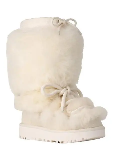 UGG Classic Tall Lace-up Shearling Boots - White