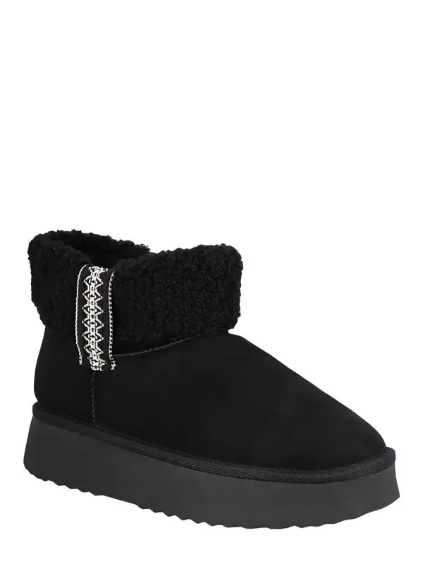 Mia Iceland Faux Shearling Platform Bootie - Black