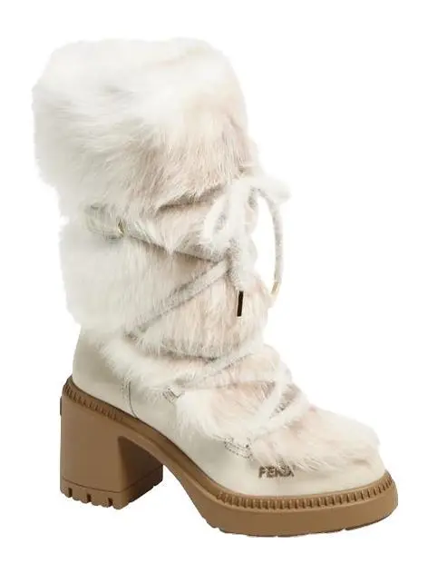 Fendi Après Chic Leather & Genuine Shearling Boots - F1tp6 Fawnlight/creme Miel