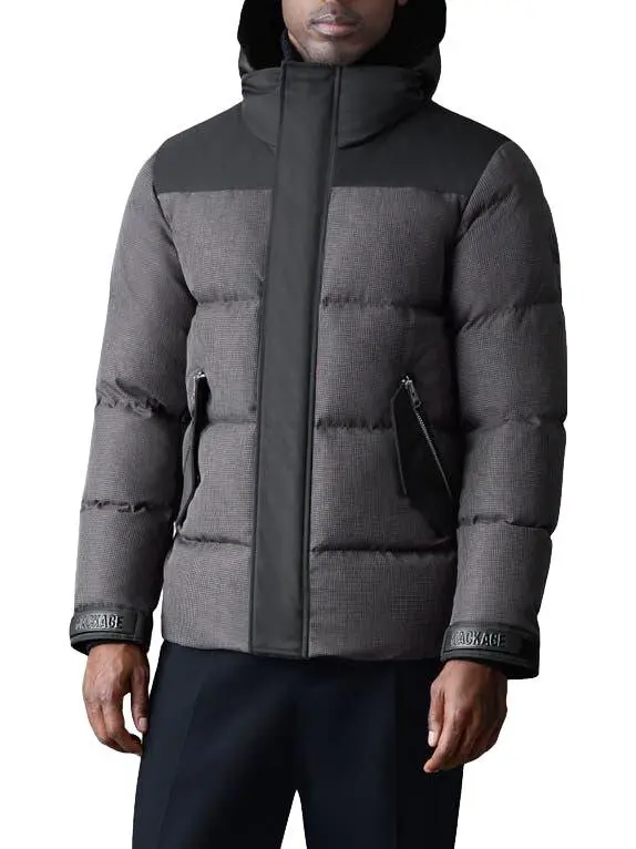 Mackage Riley Down Jacket With Genuine Shearling Hooded Bib - Carbon Multi-black