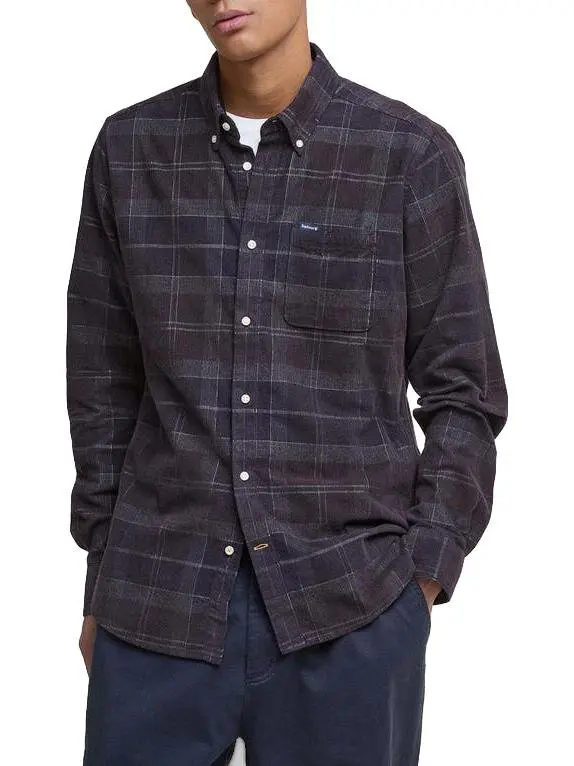 Barbour Blair Tailored Fit Plaid Cotton Corduroy Button-down Shirt - Midnight Oak Tartan