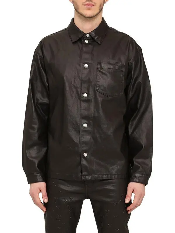 PURPLE BRAND Mono Embossed Button-up Shirt - Brown
