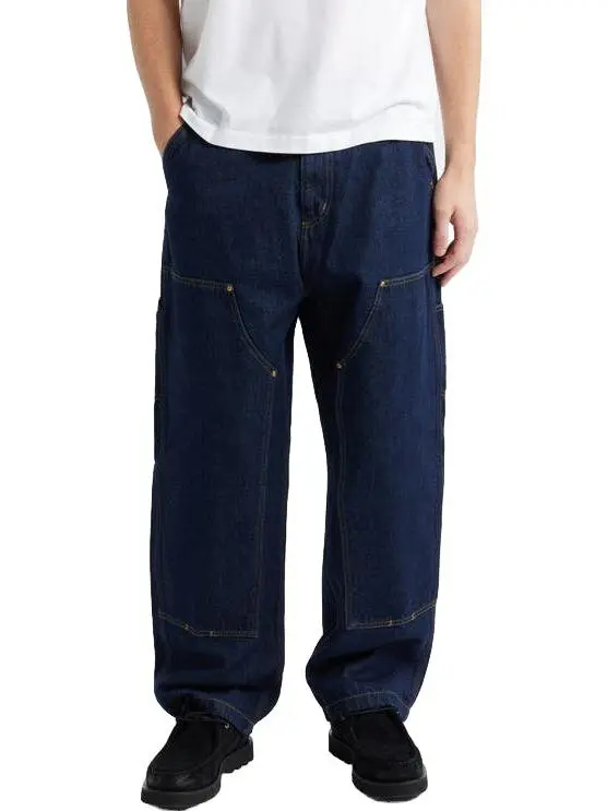 Carhartt Work In Progress Nash Double Knee Loose Fit Jeans - Blue Rins