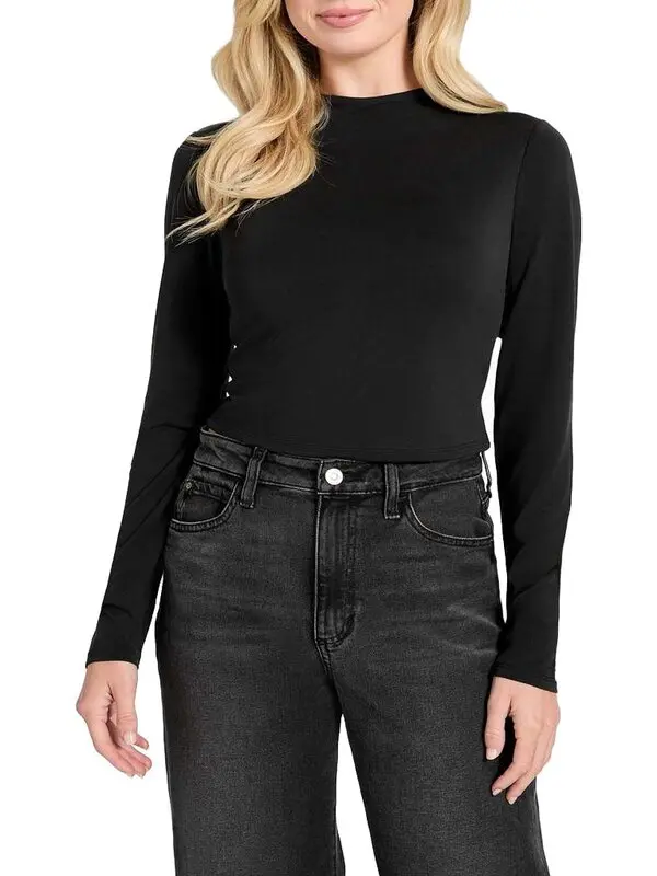 Guess Elyana Mock Neck Top - Black-black