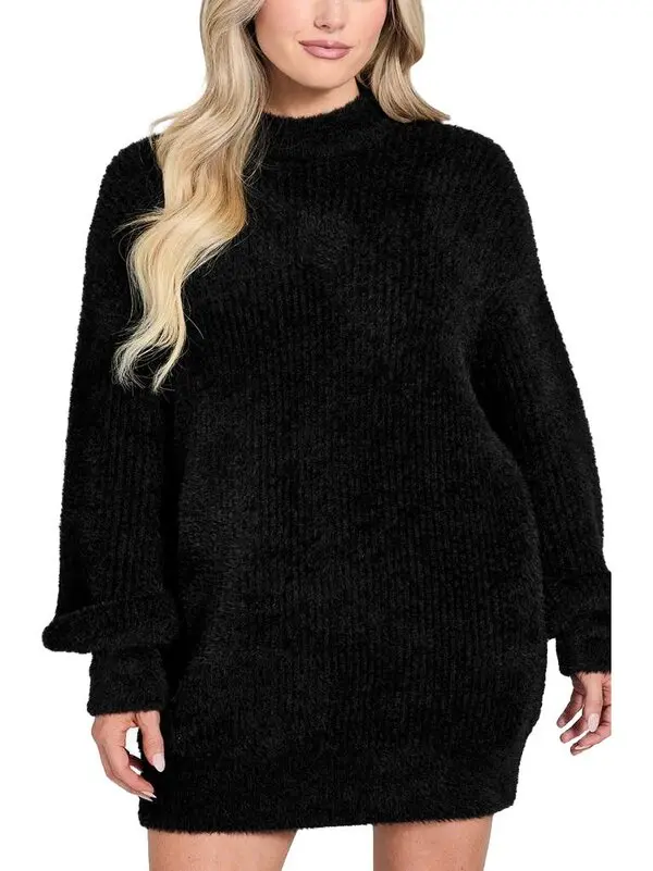 Guess Torri Mock Neck Tunic Sweater - Black-black