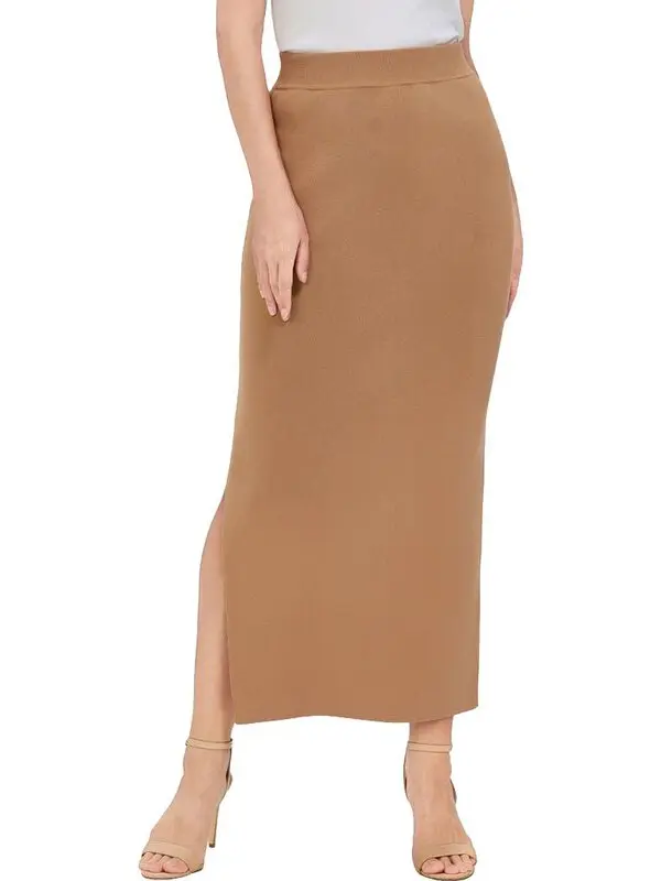 KIMI + KAI Side Slit Knit Maxi Skirt - Champagne