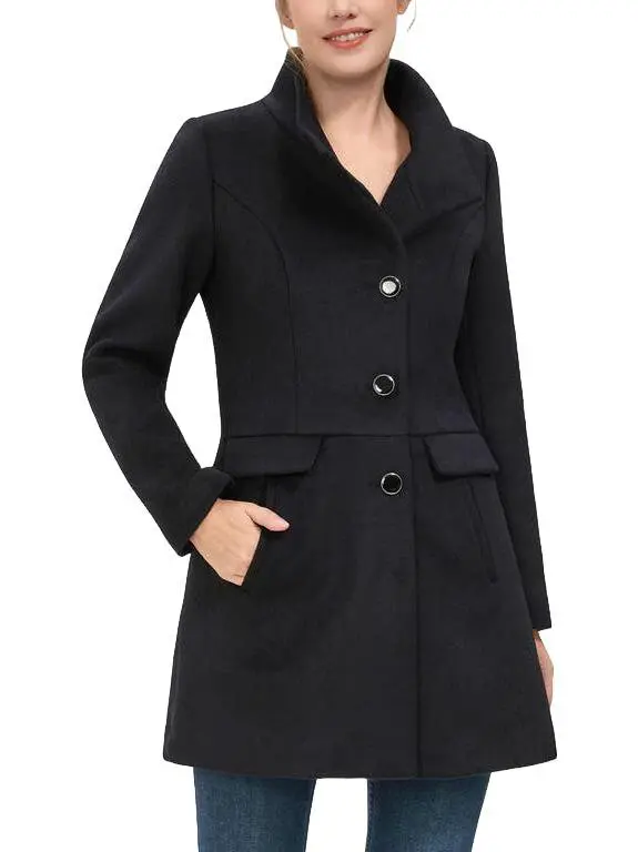 KIMI + KAI Olivia Wool Blend Walking Coat - Black