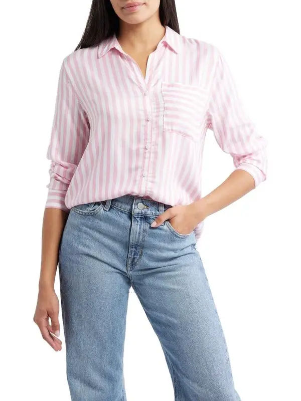 BEACHLUNCHLOUNGE Eden Long Sleeve Button-up Shirt - Pearl Pink