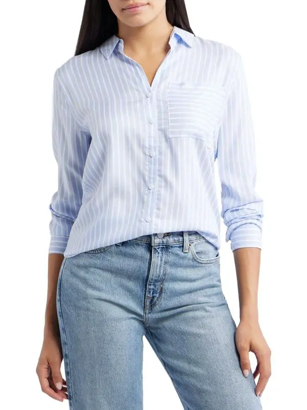 BEACHLUNCHLOUNGE Eden Long Sleeve Button-up Shirt - Whisper Lilac