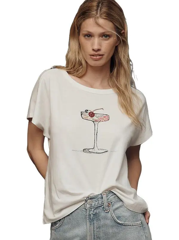 Maeve Embroidered Cocktail Tee - Ivory