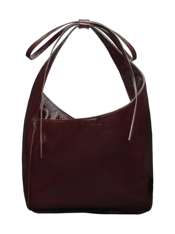 REFORMATION Small Vittoria Leather Tote - Rum Raisin Crinkle Patent