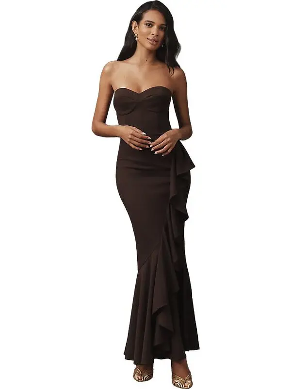 Dress The Population Paris Strapless Mermaid Maxi Dress - Brown