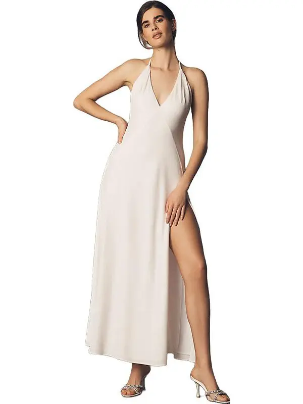 Bardot Yve Halter Velour Maxi Dress - Orchid White