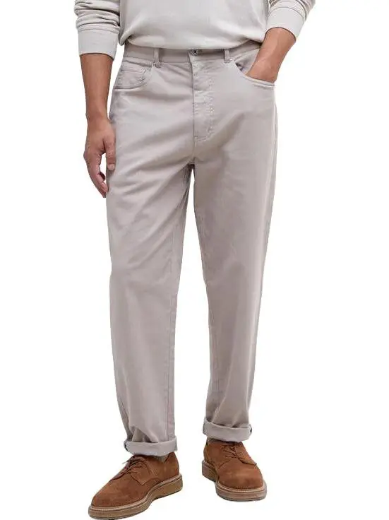 Barbour Regular Fit Straight Leg Stretch Twill 5-pocket Pants - Concrete