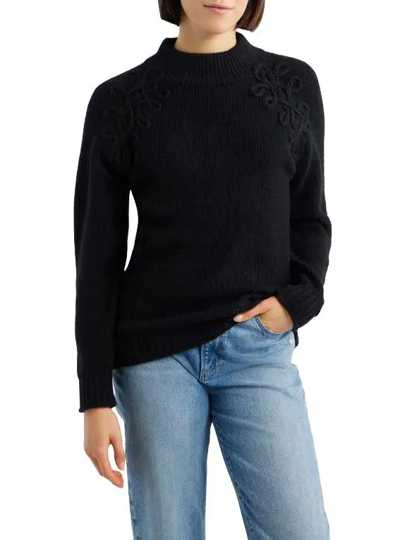 Wit & Wisdom Soutache Mock Neck Sweater - Black