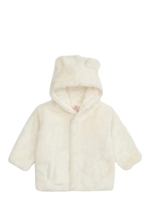 MAGNETIC ME Bear Hooded Faux Fur Jacket - White