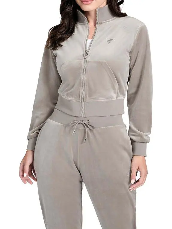 Guess Couture Velour Zip-up Sweatshirt - Grey