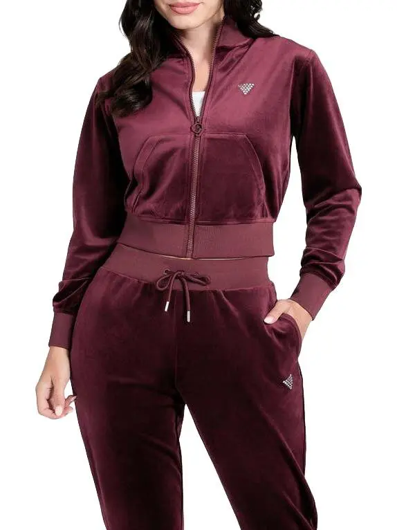 Guess Couture Velour Zip-up Sweatshirt - Purple
