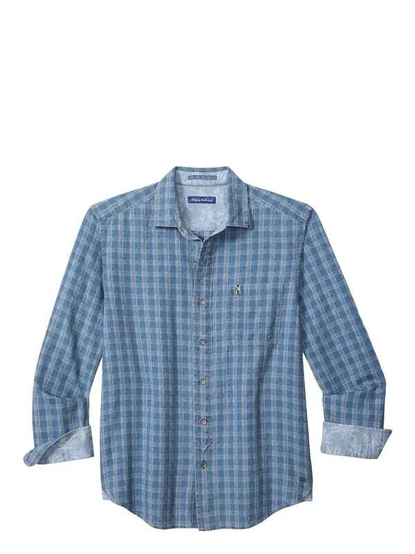 Tommy Bahama Lopez Island Check Cotton Dobby Button-up Shirt - Light Indigo