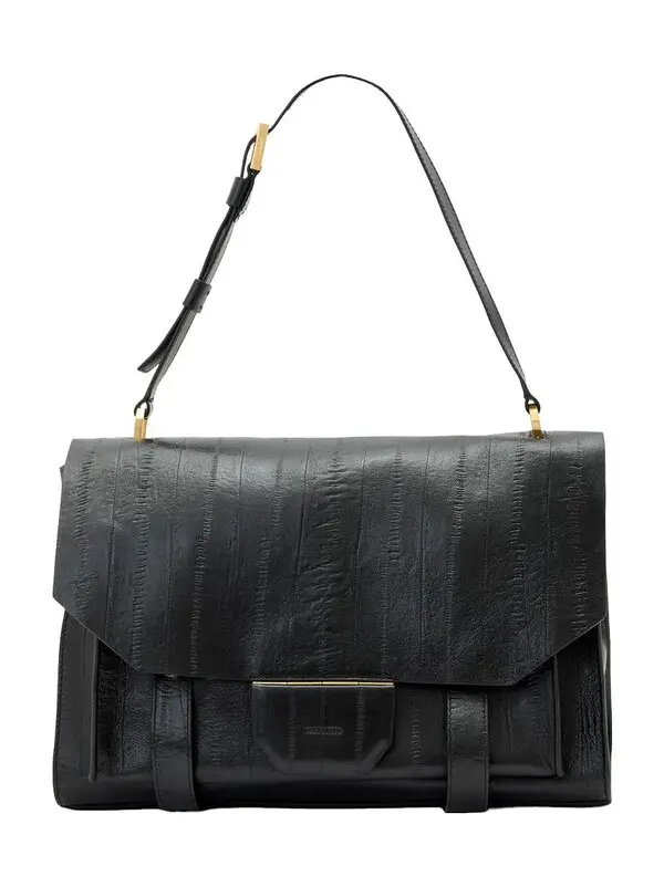 ALLSAINTS Ursa Eel Embossed Leather Satchel - Black