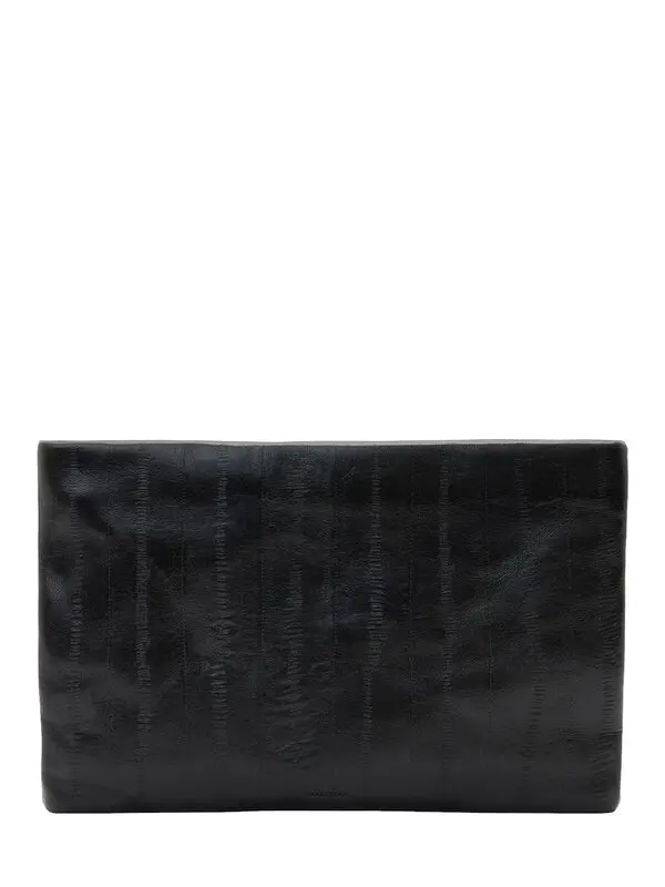 ALLSAINTS Bettina Eel Skin Embossed Leather Clutch - Black