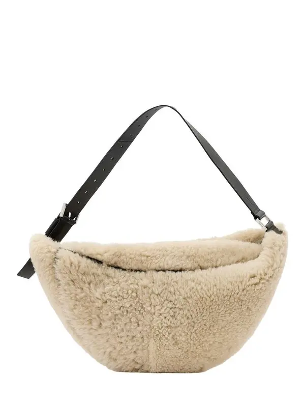 ALLSAINTS Luna Genuine Shearling Shoulder Bag - Natural/black