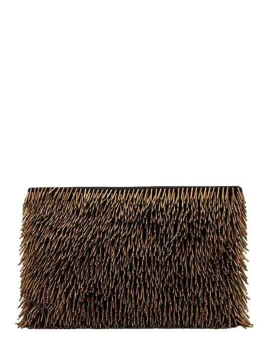 ALLSAINTS Bettina Beaded Clutch - Warm Brass