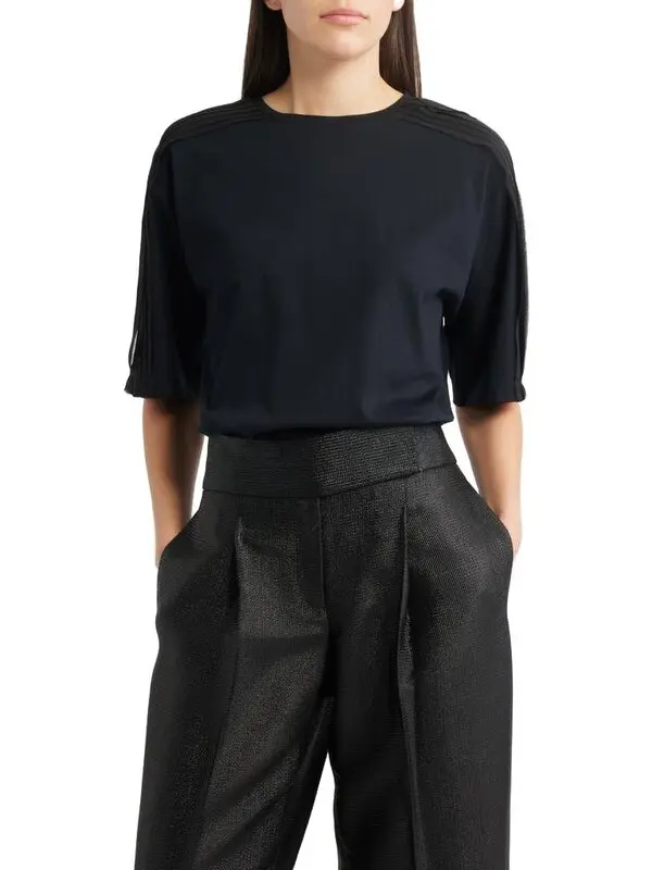 BOSS Elaxya Shoulder Pleat T-shirt - Black