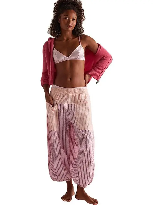Free People Balloon Lounge Pants - Light Pink Combo
