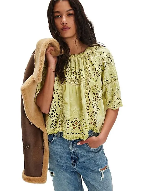MAGNOLIA PEARL Eyelet Gabriella Blouse - Green