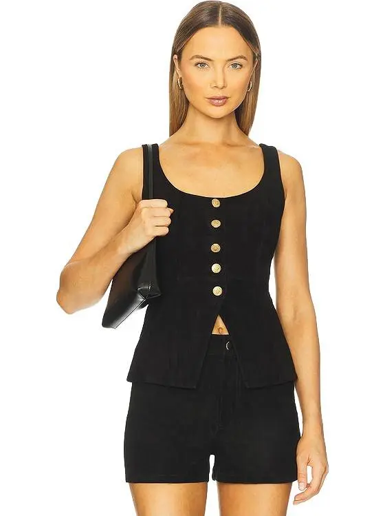 Cami Nyc Nolan Suede Corset Top - Black
