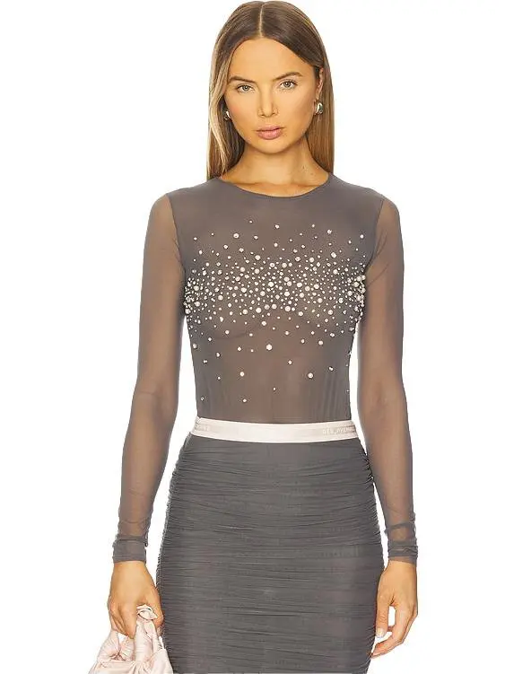 DES_PHEMMES Embellished Bodysuit - Terrace
