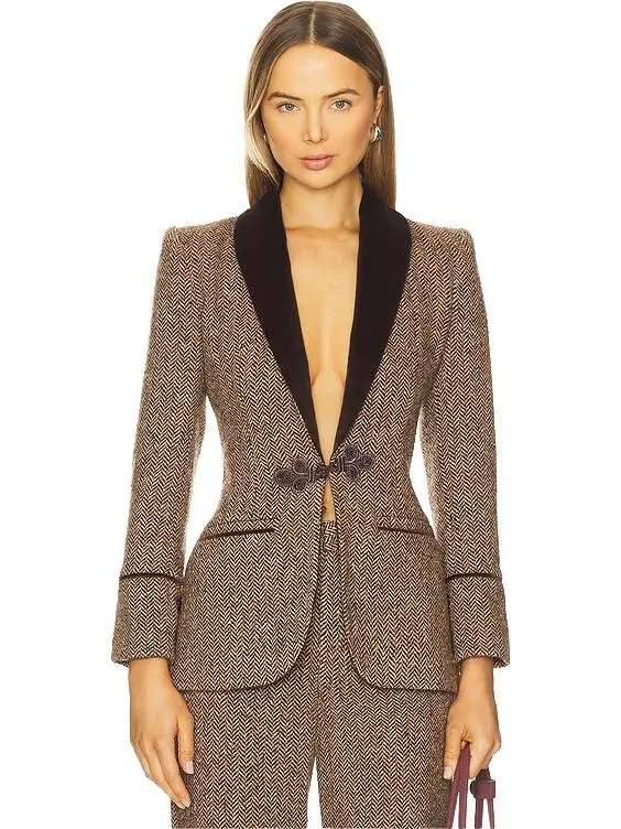L'Agence Gable Blazer - Brown Herringbone