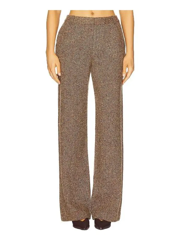 L'Agence Livvy Straight Leg Trouser - Brown Herringbone