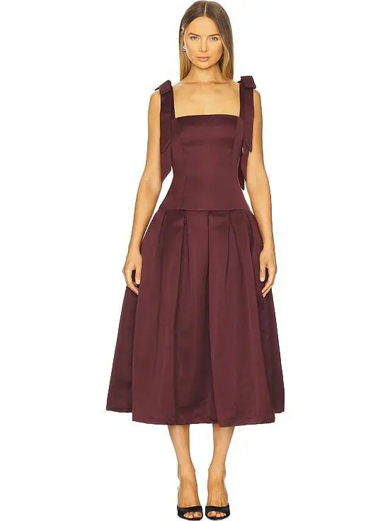 MORE TO COME Iva Midi Dress - Burgundy