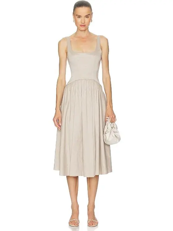 L'academie By Marianna Maricel Midi Dress - Taupe