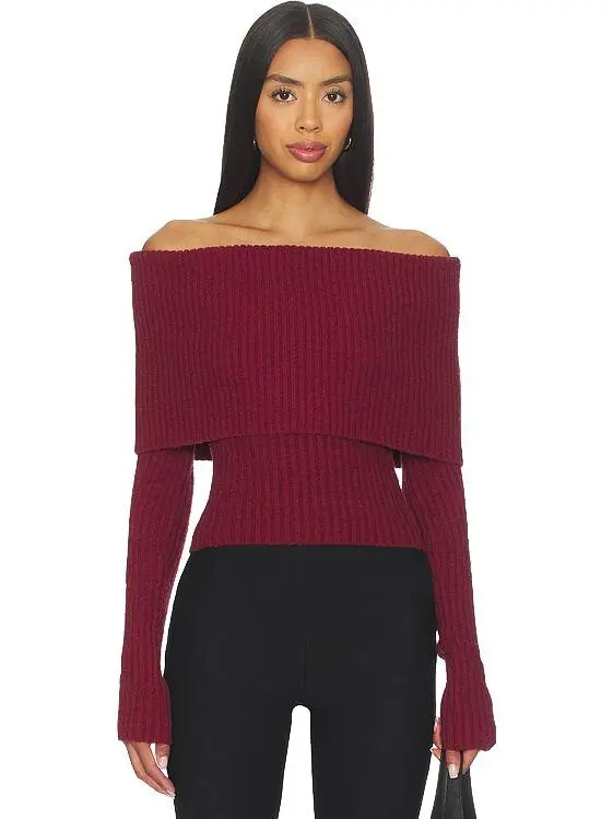L'academie By Marianna Namir Off Shoulder Sweater - Oxblood