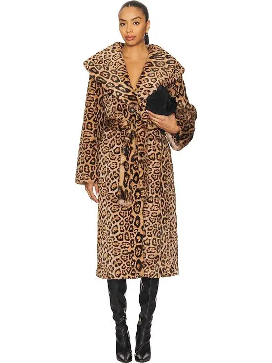 SIMONMILLER Jones Faux Fur Wrap Coat - Cheetah Scramble